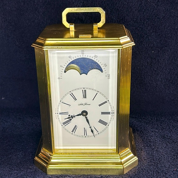 Seth Thomas | Accents | Brass Mantle Clock With Moon Phase And Sound By ...